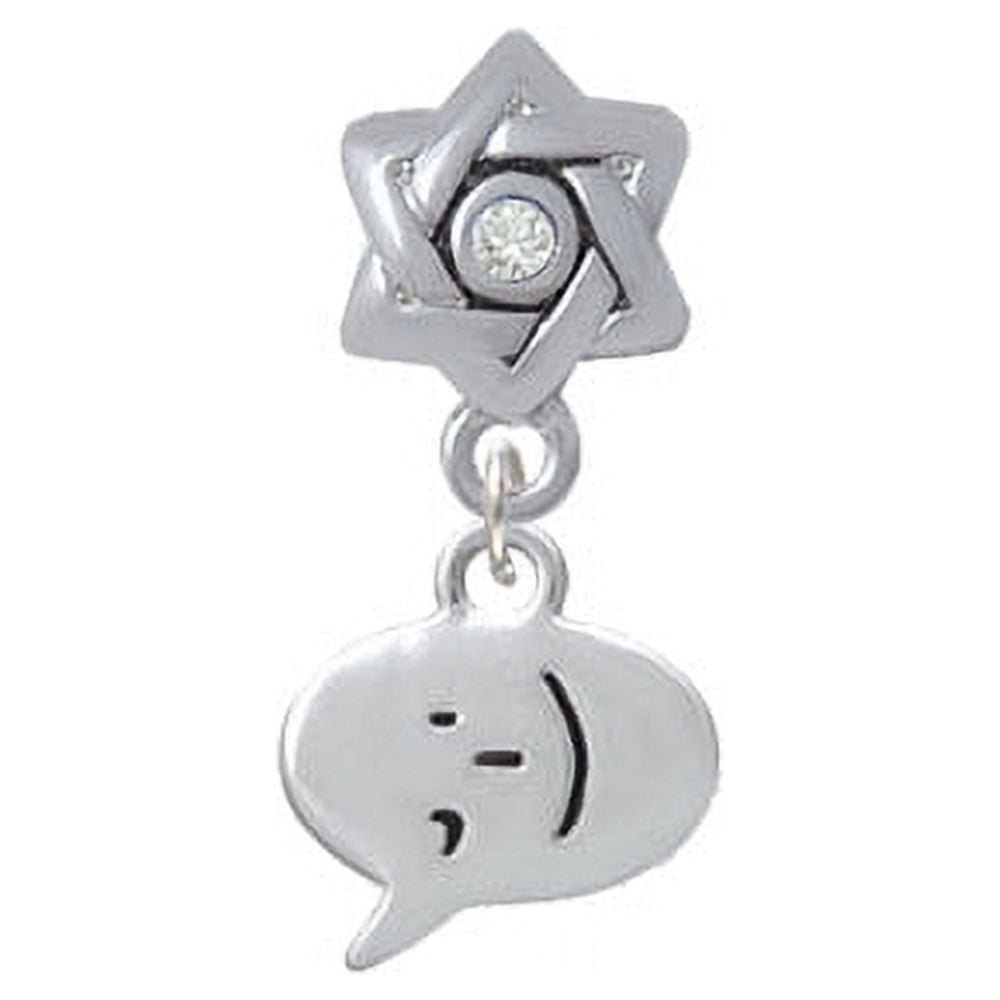 Emoticon :- ) - Winking - Star of David with Clear Crystal Charm Bead ...