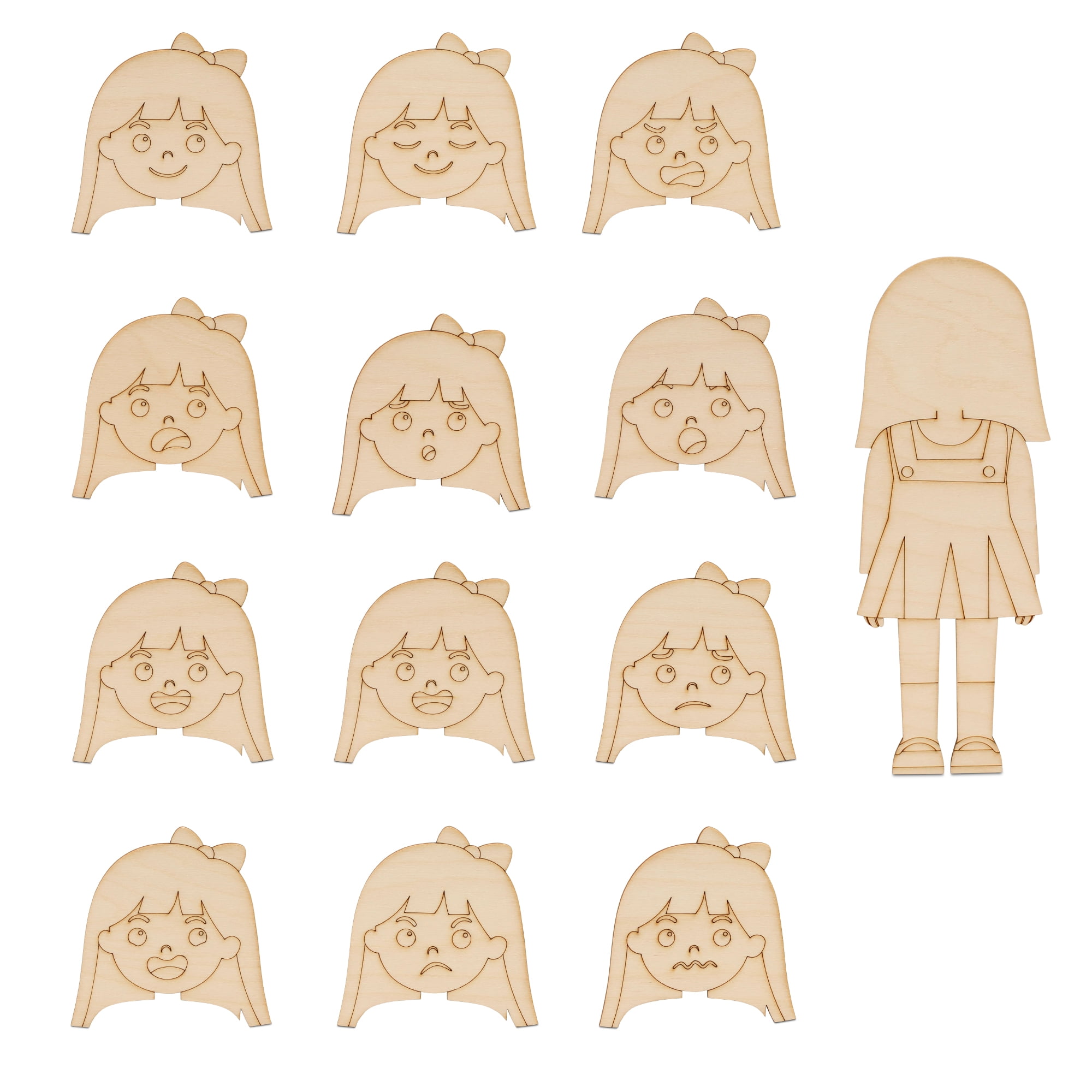 Emotion Faces Cutouts Girl 10-inch, Pack of 1 Sets of 13 Emotion Cards ...