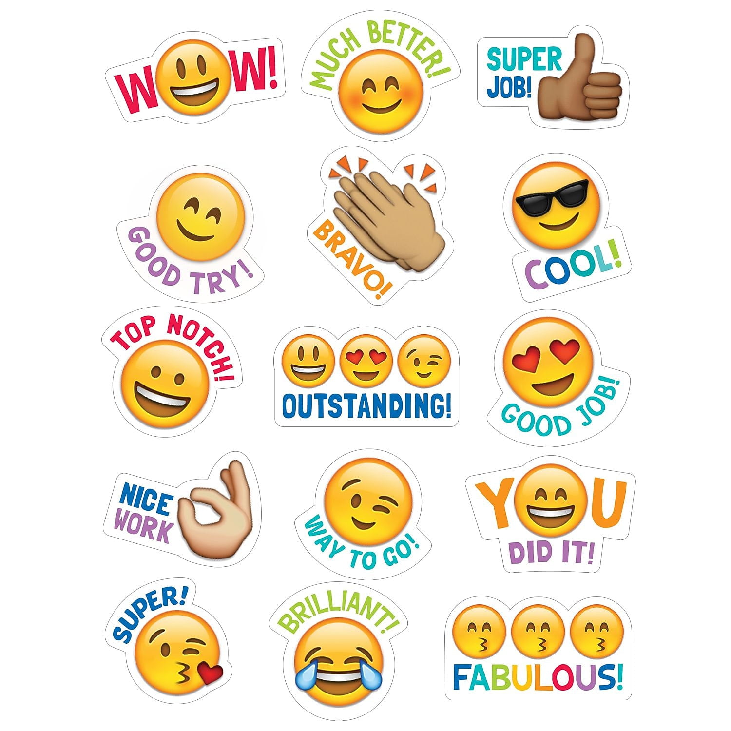 Emotion Icon Reward Stickers: Assorted Smiley Pack, Variety, Multi ...