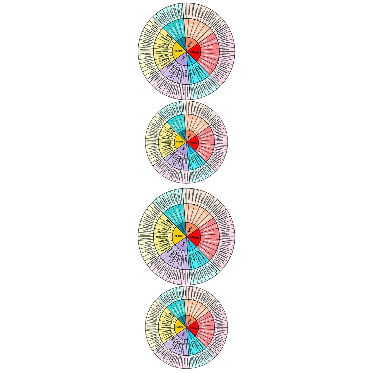 Emotion Wheel Sticker 4 Sheets Office Stickers Cell Phone for Calendars ...