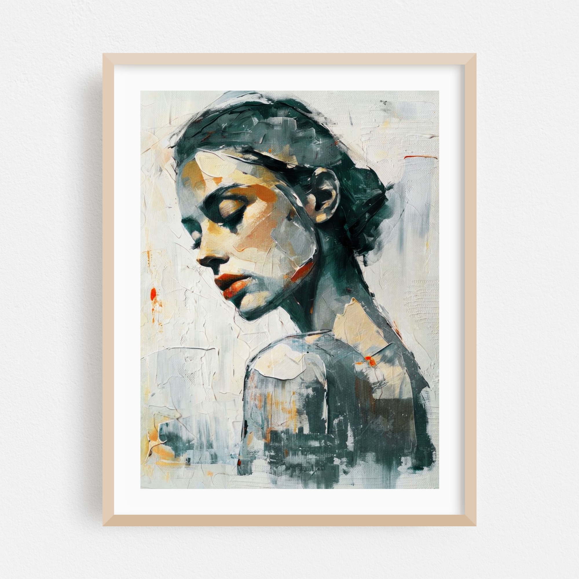 Emotional Abstract Portrait - Contemplative Female Figure in Oil ...