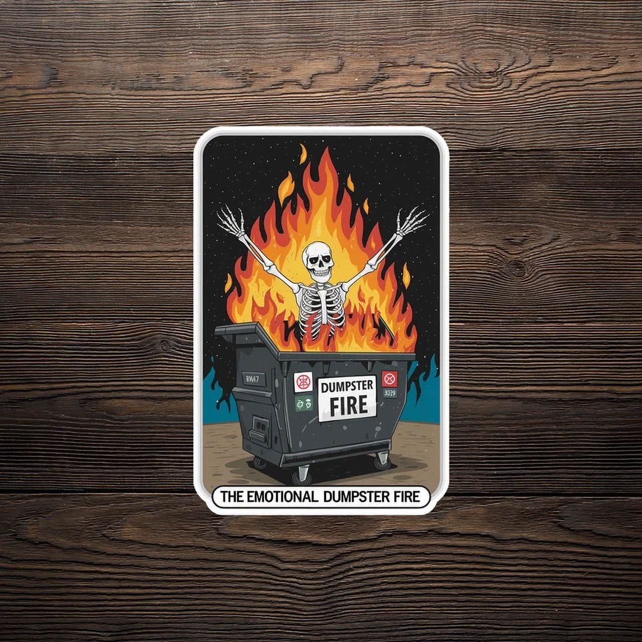 The Emotional Dumpster Fire Skeleton Vinyl Sticker, Ing Decalphone ...