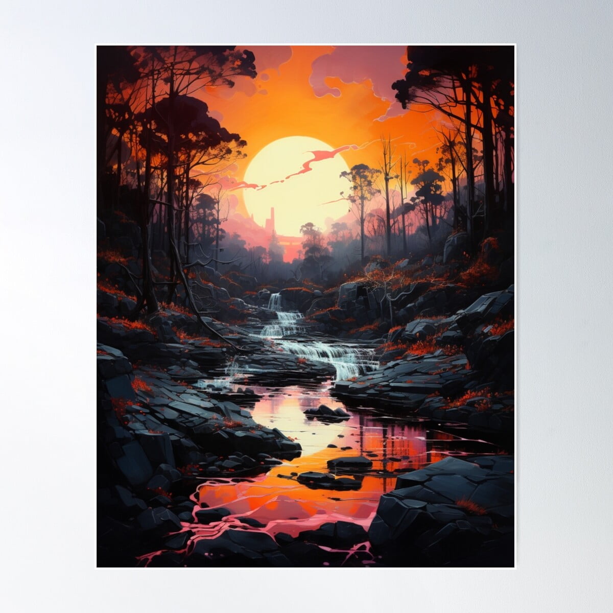 Emotional Resonance: An Abstract Expressionist Waterfall - 3 Poster ...