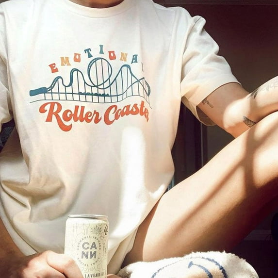 Emotional Roller Coaster Unisex T-Shirt, Funny Graphic Tee, Trendy 90s ...