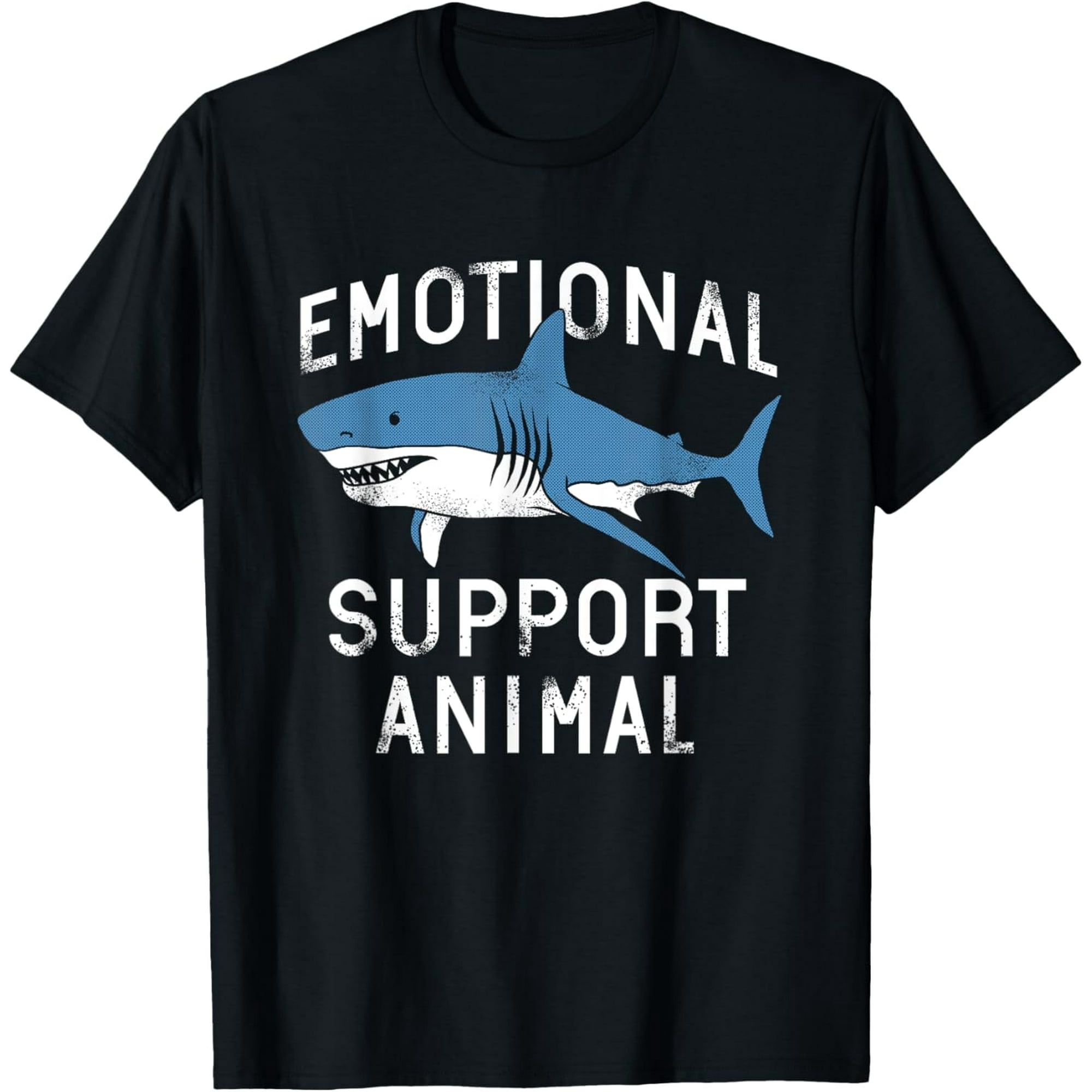 Emotional Support Animal Funny Scary Shark Pun Humor Shark Men's T ...