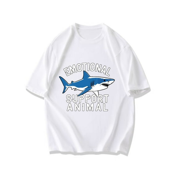 Emotional Support Animal Shark Graphic T-Shirt Black Men Women Casual ...