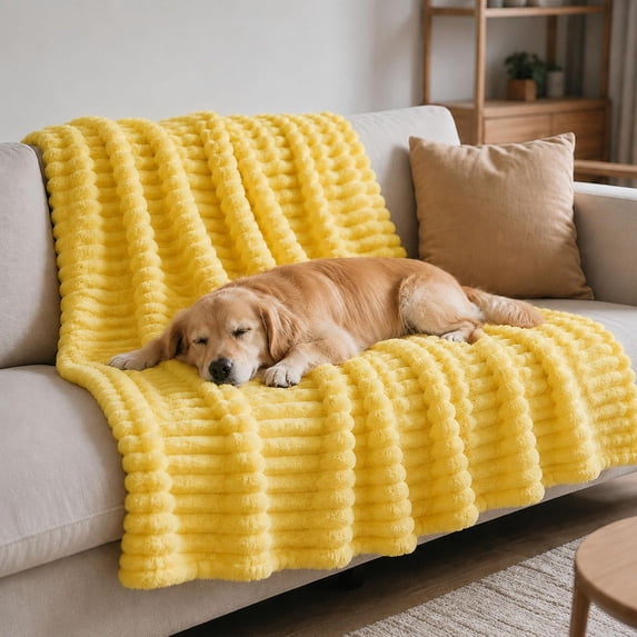 Emotional Support Blanket for Dogs, Yellow Dog Blanket, Calming ...
