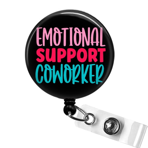 Emotional Support Coworker Badge Reel, Funny ID Clip for Office, Nurse ...
