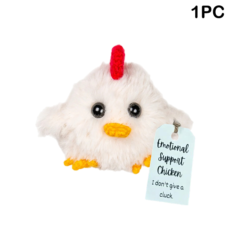 Emotional Support Crochet Chicken Handmade Positive Knitting Chicken ...