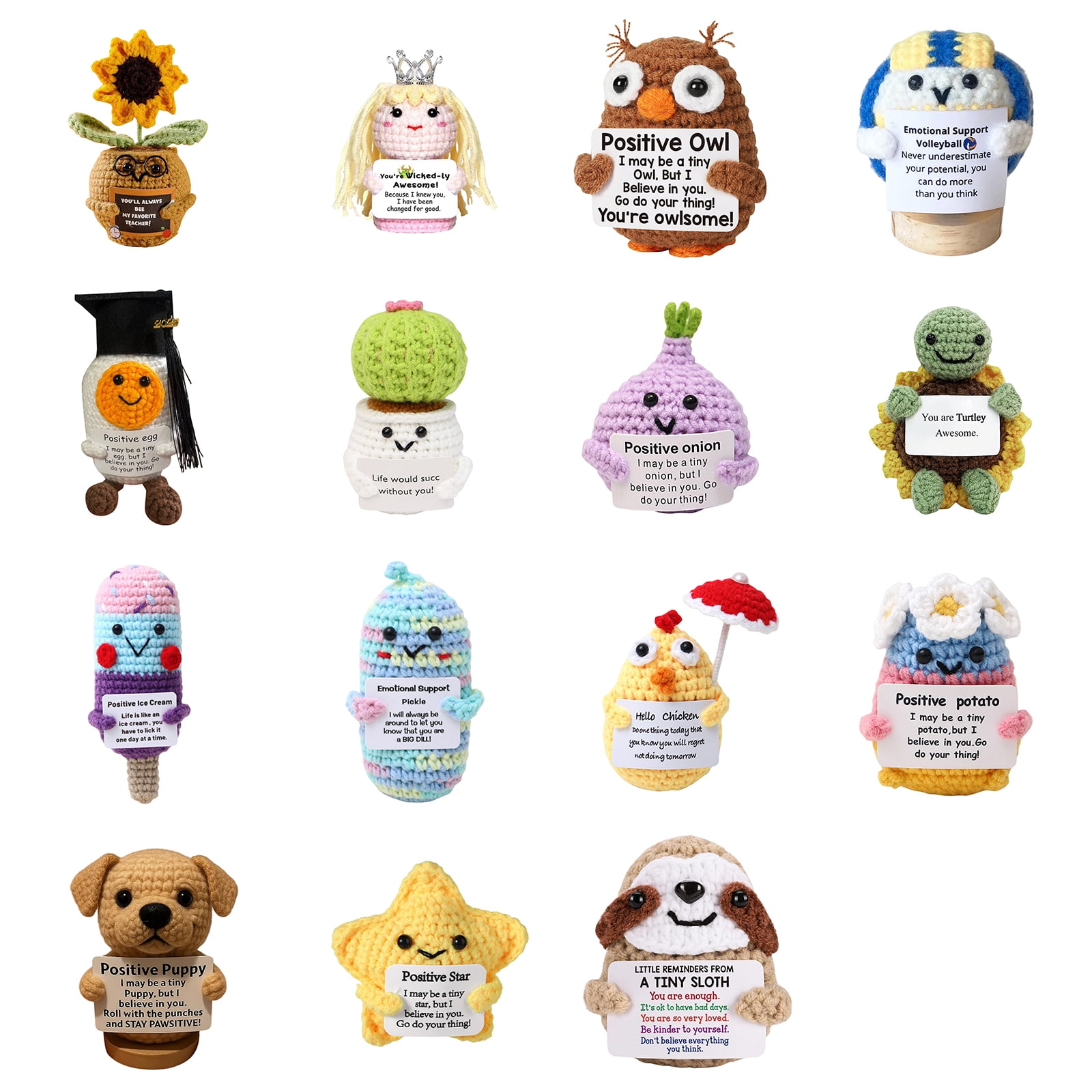 Emotional Support Crochet Cute Crochet Doll with Positive Card Funny ...
