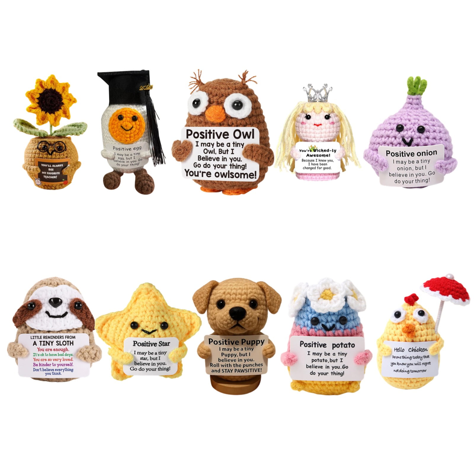 Emotional Support Crochet Cute Crochet Doll with Positive Card Funny ...