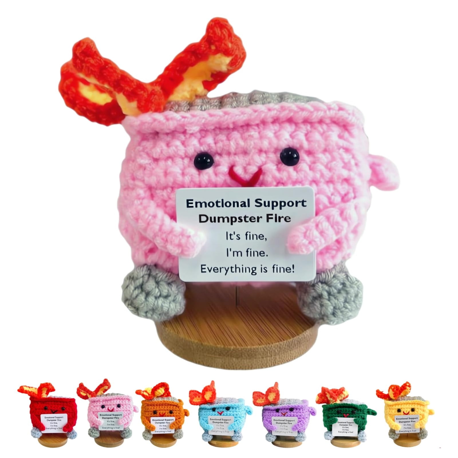 Emotional Support Crochet Dumpster Fire with Positive Card Cute Room ...