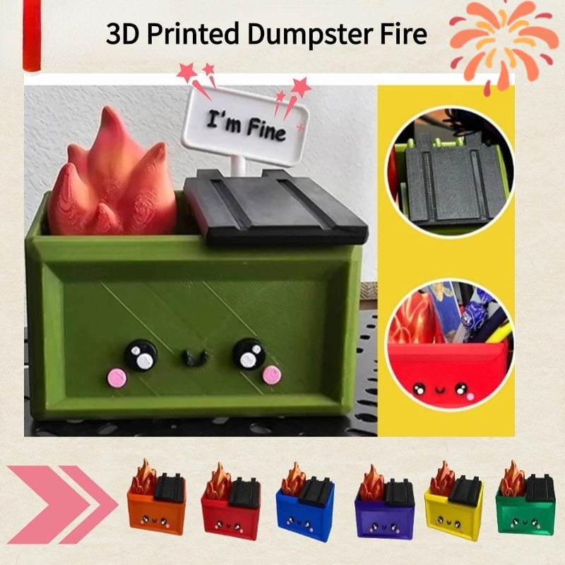 Emotional Support Dumpster Fire Bulk， 3d Printed Dumpster Fire Desk ...