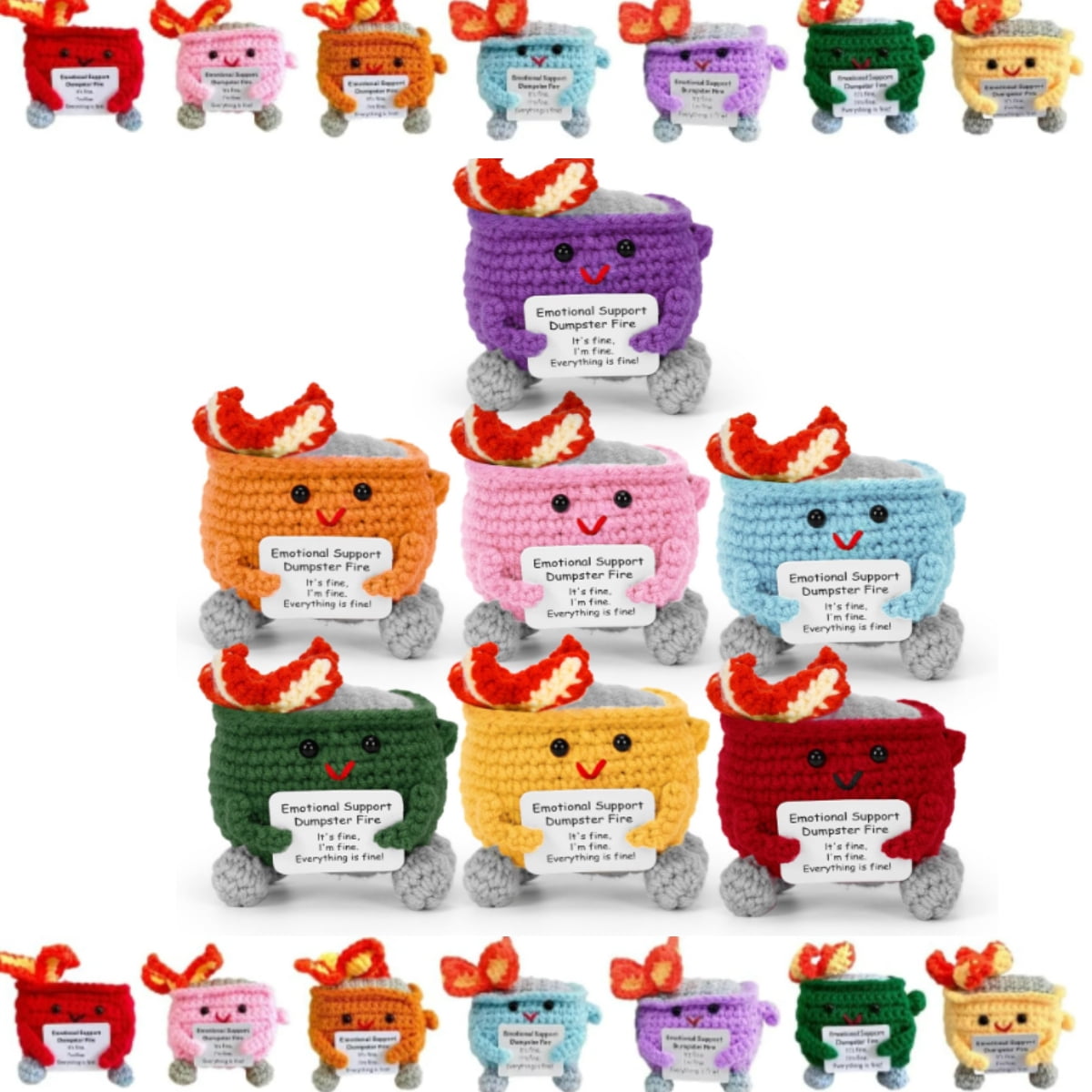 Emotional Support Dumpster- Handmade Crochet Dumpster Fire Doll ...