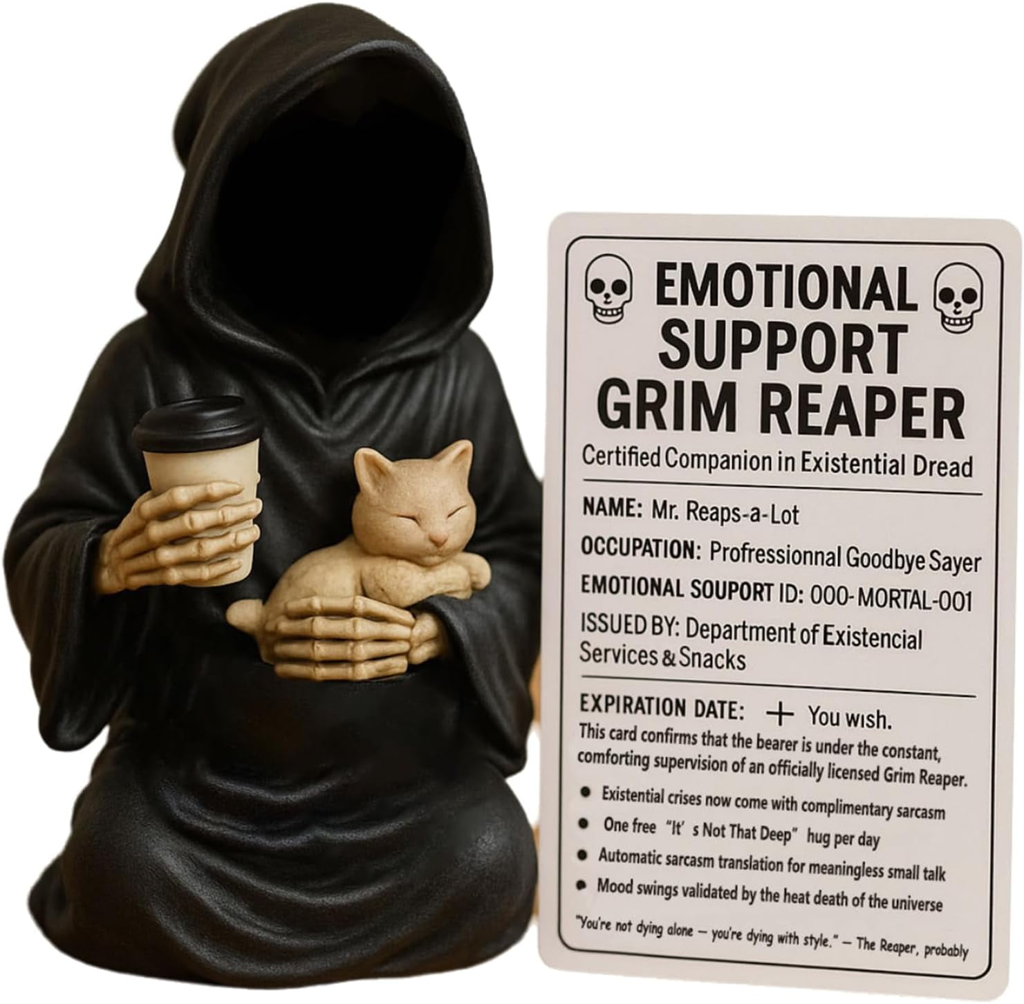 Emotional Support Grim Reaper Figurine, Resin Gothic Sculptures Scary ...