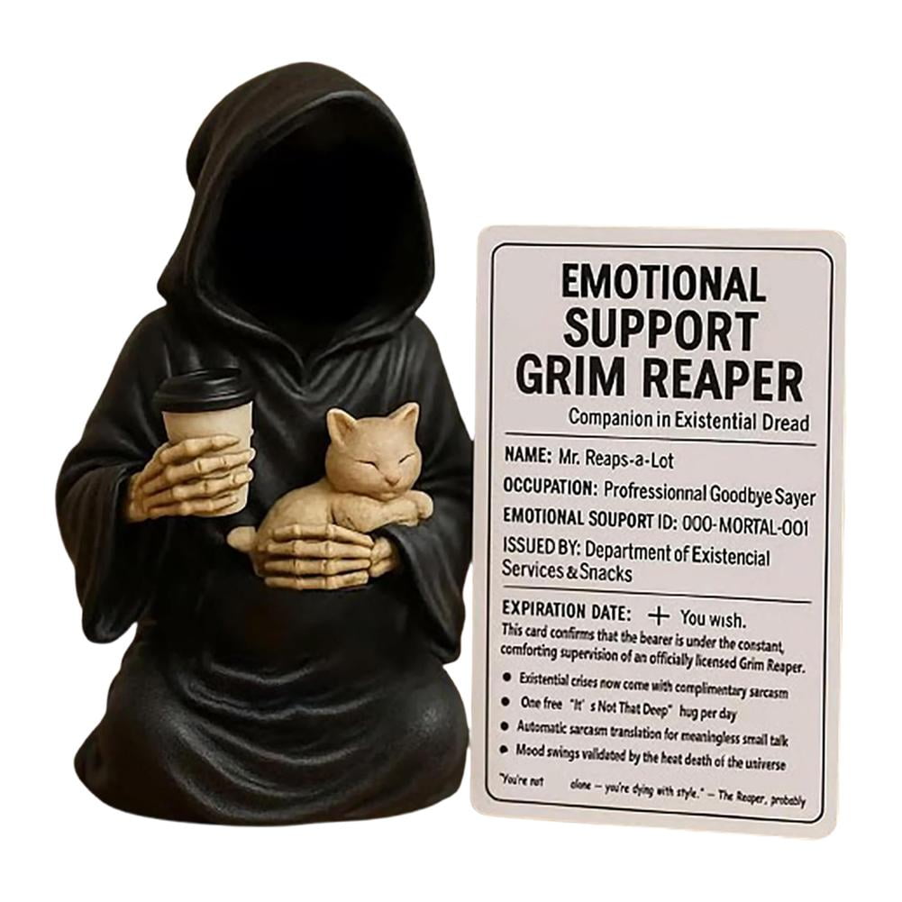 Emotional Support Grim Reaper Figurine, Resin Gothic Sculptures Scary ...