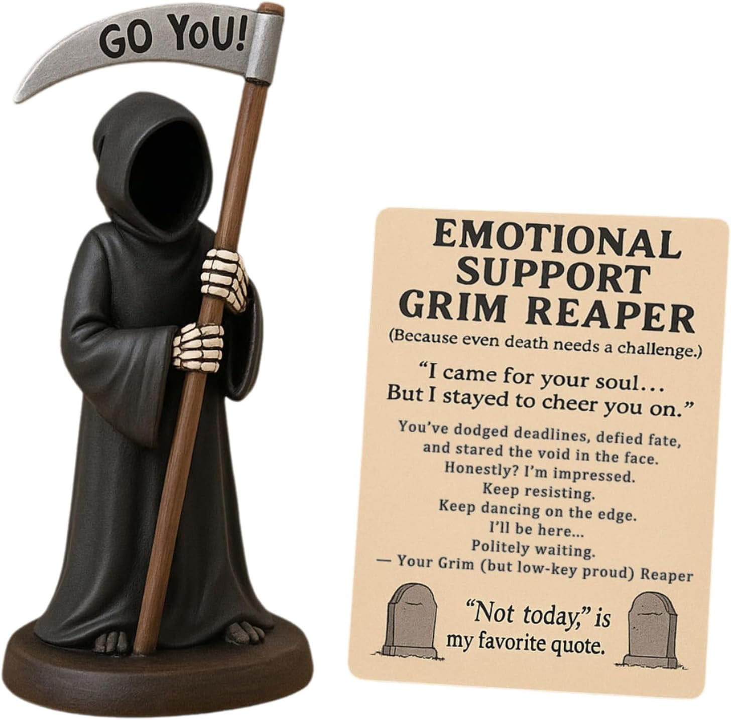 Emotional Support Grim Reaper Figurine, Resin Gothic Sculptures Scary ...