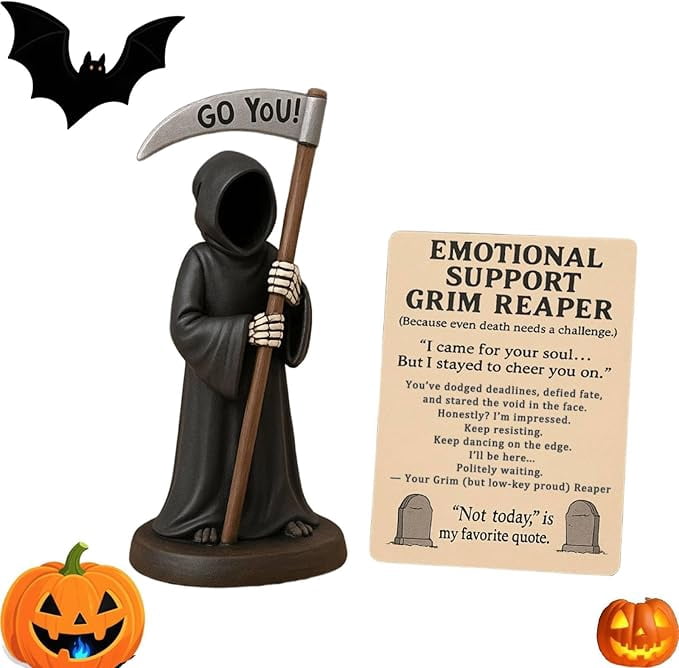 Emotional Support Grim Reaper Figurine with Support Card, 3D Resin ...