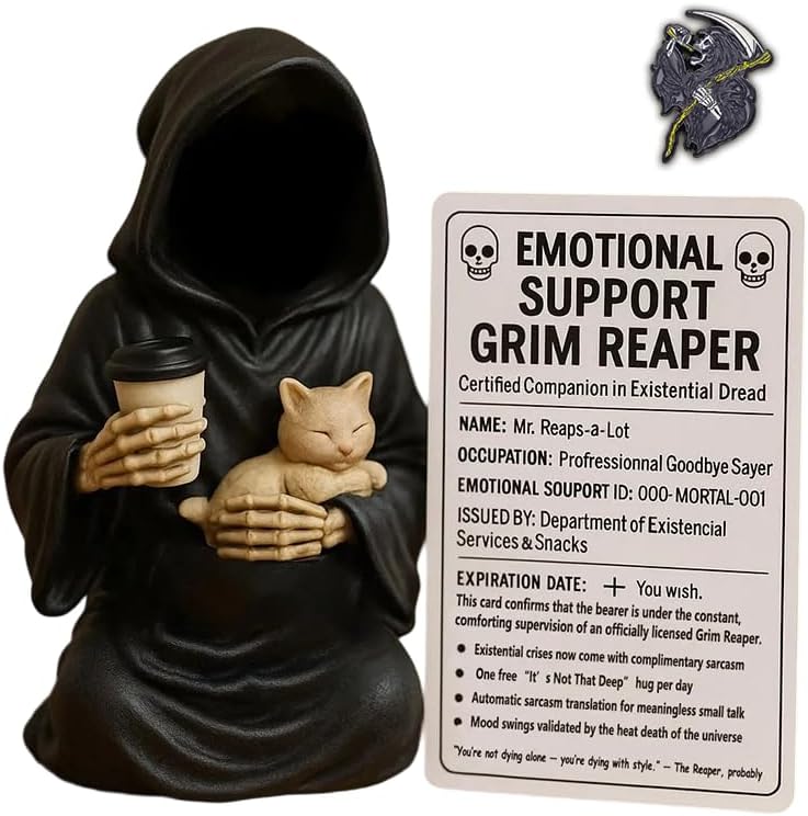 Emotional Support Grim Reaper - Your New Existential BFF,Cute Sitting ...