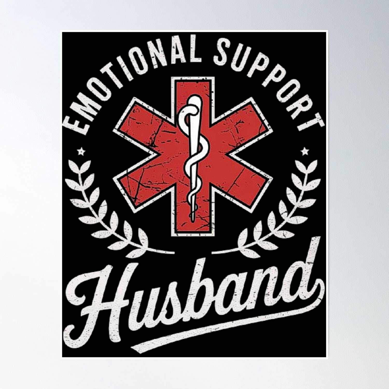 Emotional Support Husband Medical Humor – Funny Red Cross Parody Design ...