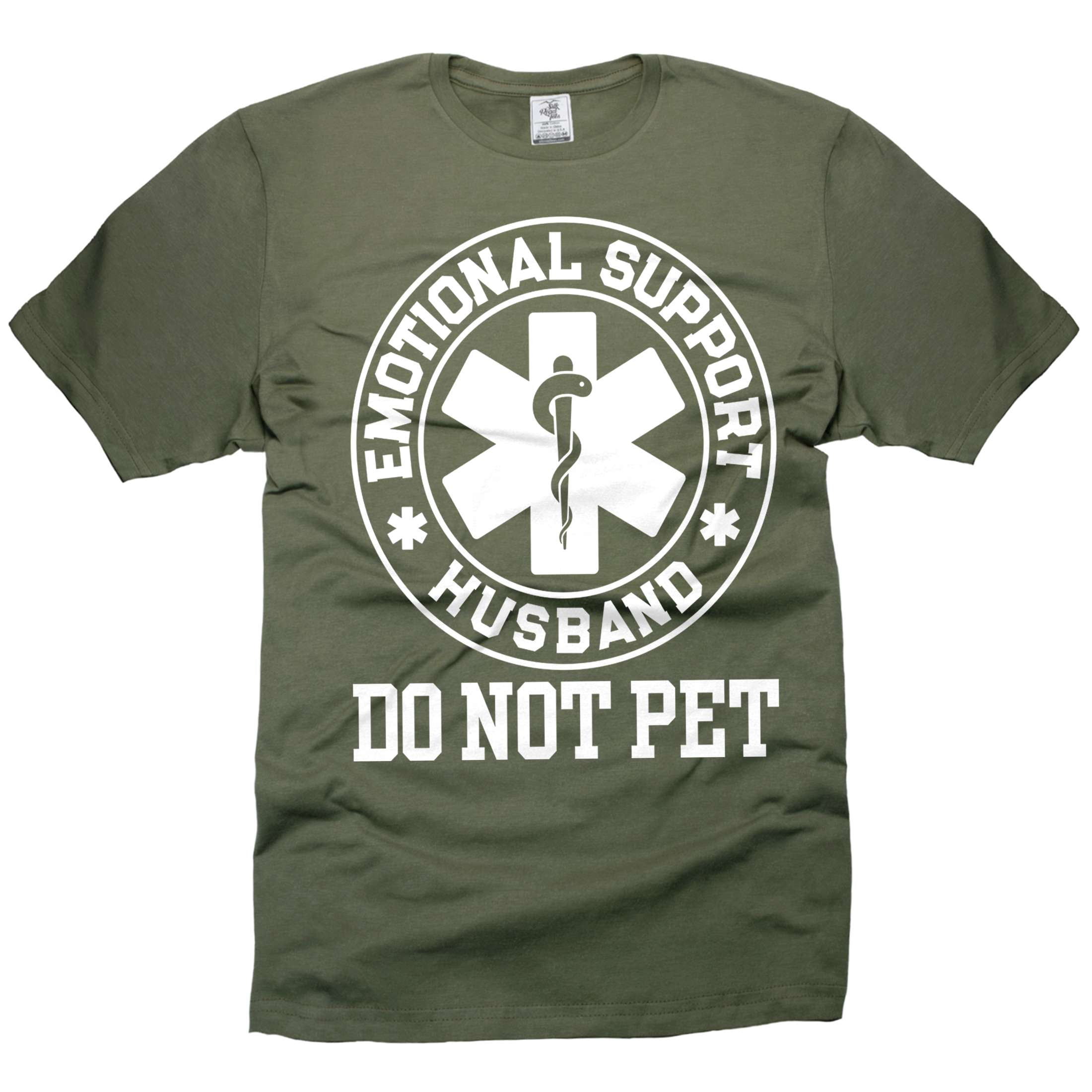 Men's Funny Emotional Support Husband T-shirt Sarcastic Do not pet ...