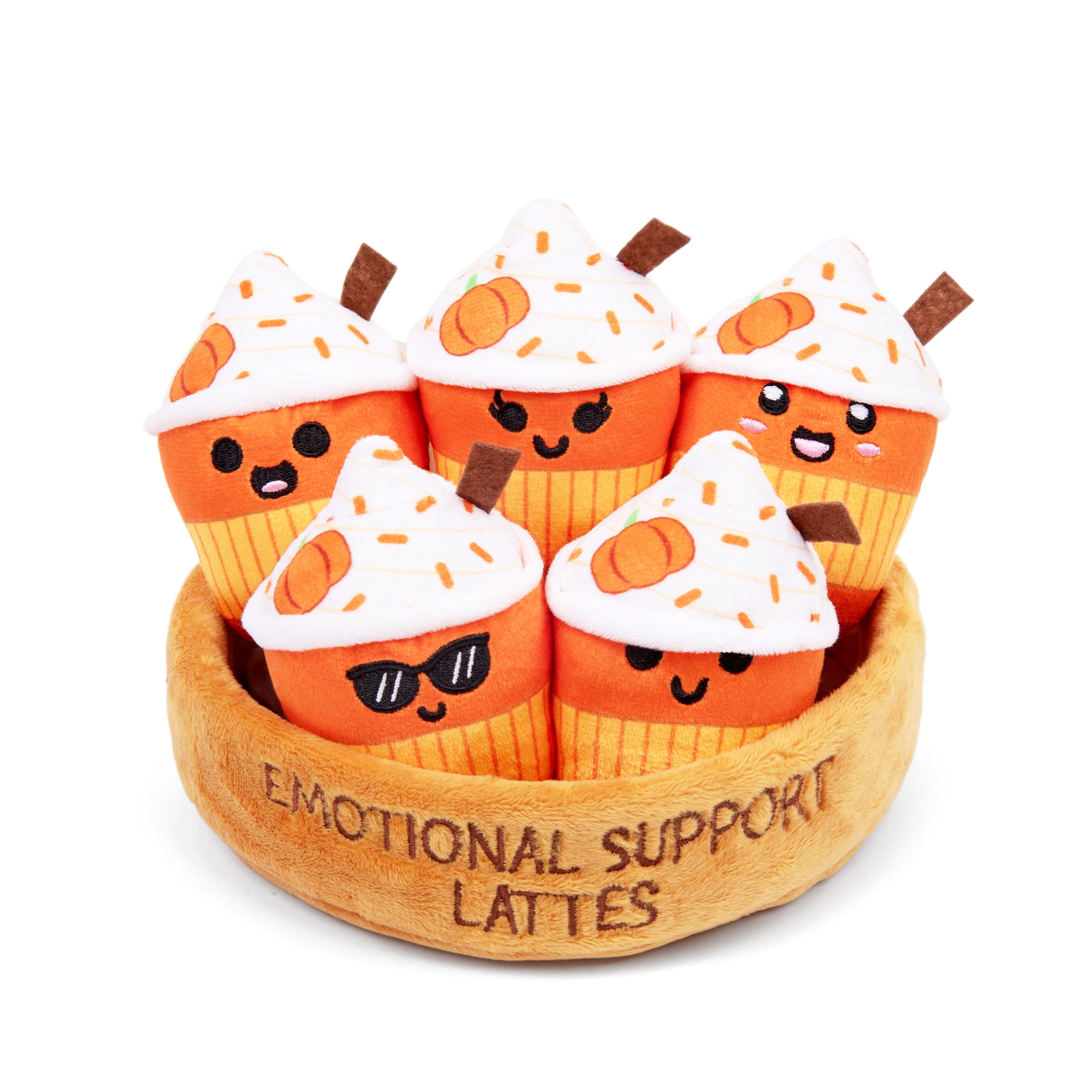 Emotional Support Latte, 5 Food Plush Toys with Carrying Basket by ...