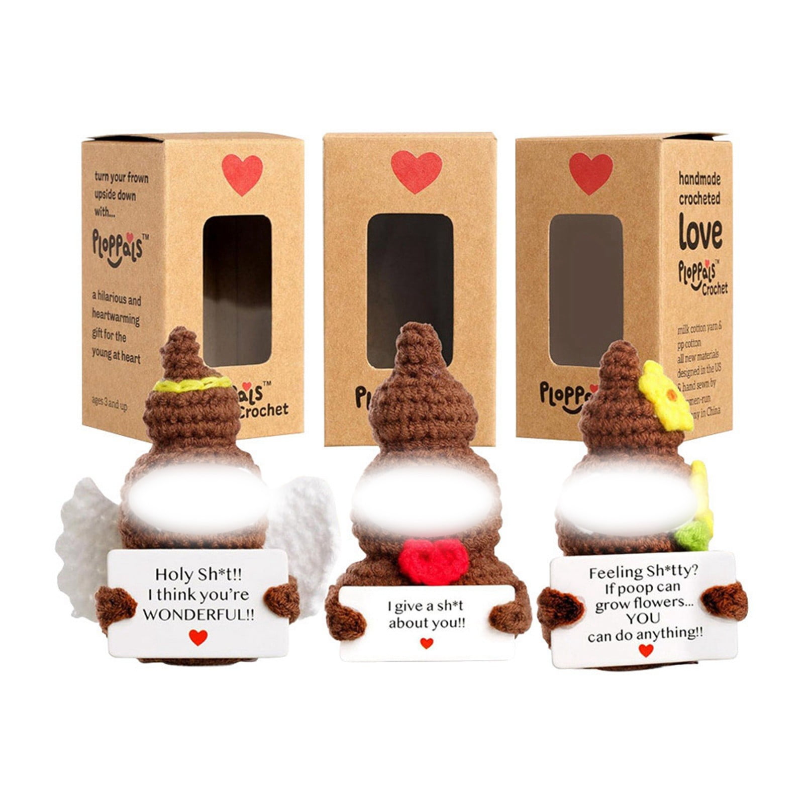 Emotional Support Plush Crochet Poo Set of 3, Handmade Gift-Ready ...