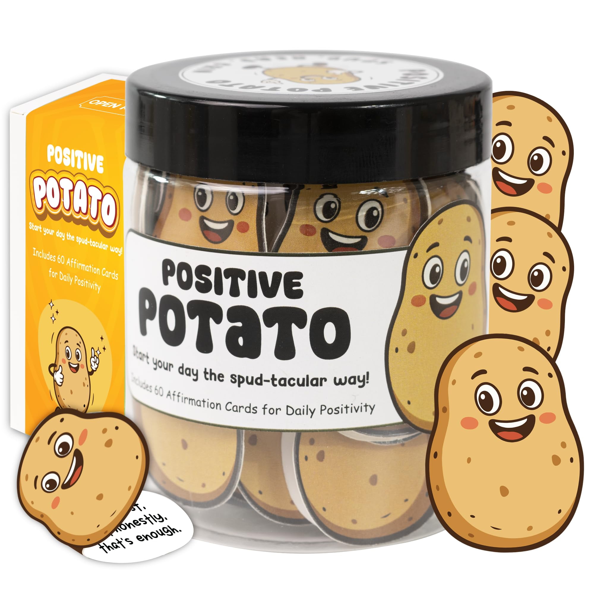 Emotional Support Potato Jar, 60 Positive SMRPotato Cards in Jar, Affirmation Gifts for Women ...