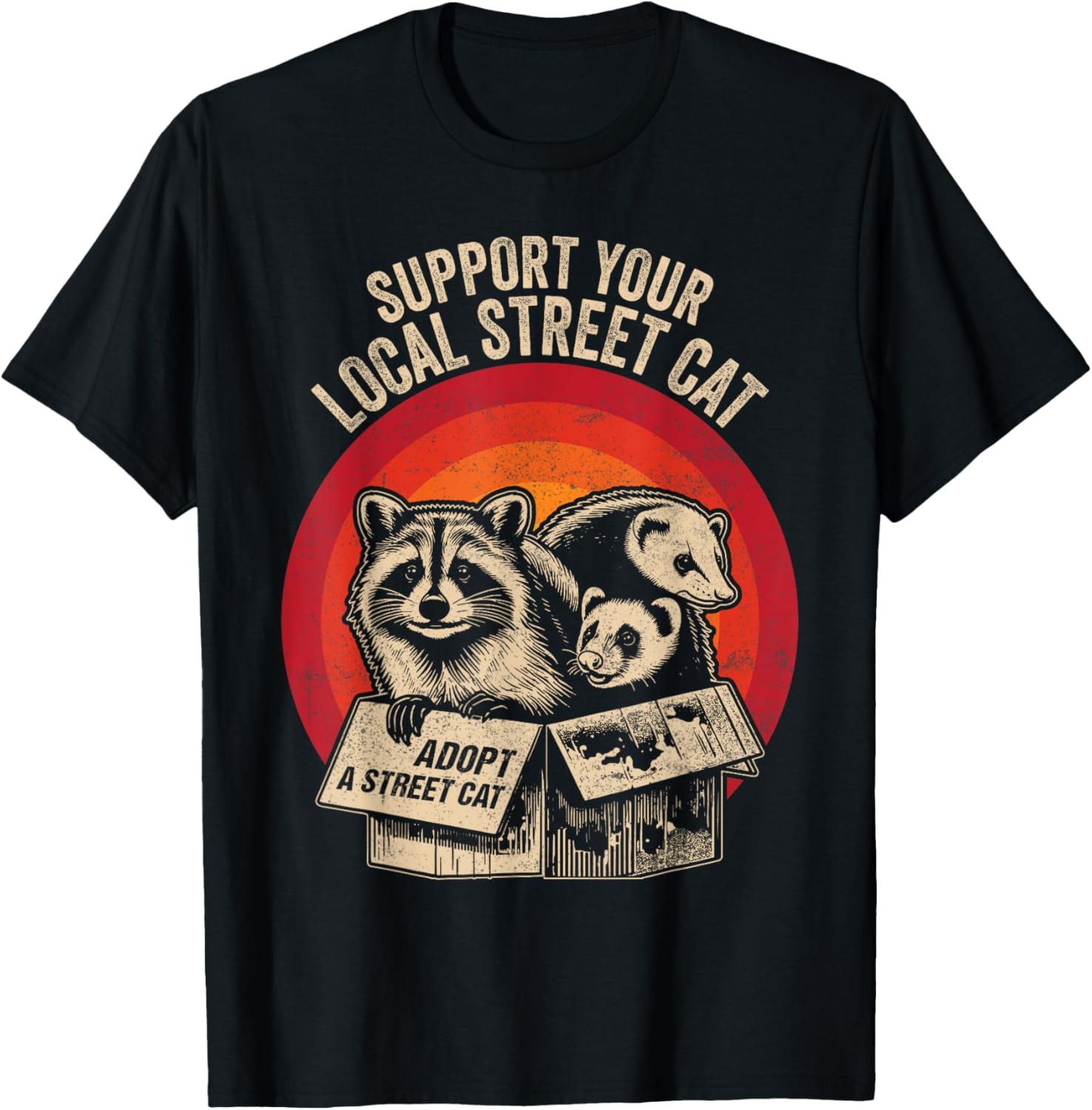 Emotional Support Raccoon Summer Opossum Vintage Meme Lover T-Shirt ...