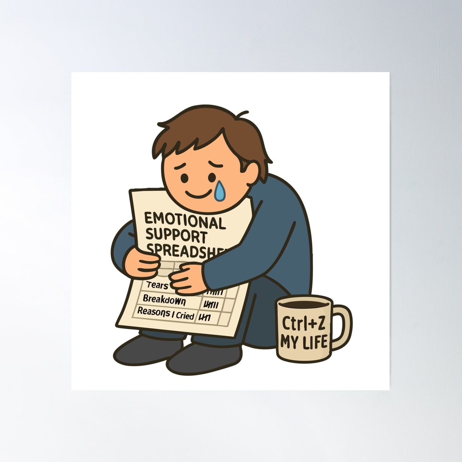 Emotional Support Spreadsheet Poster Wall Art, Modern Wall Decor, 16x16 ...