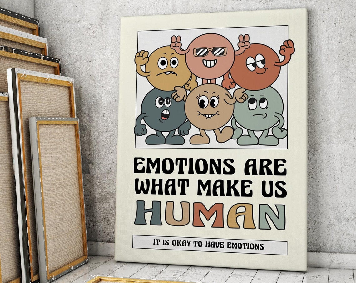 Emotions Make Us Human Boho Colors Poster, Retro Motivation Poster Home ...