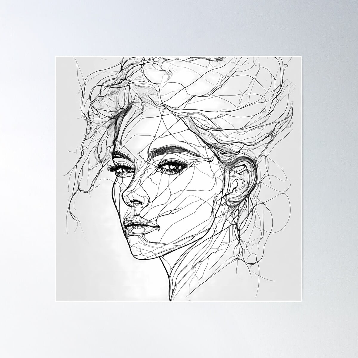 Emotive One-Line Portrait: Expressive Continuous Stroke Art Poster Wall Art, Modern Wall Decor ...