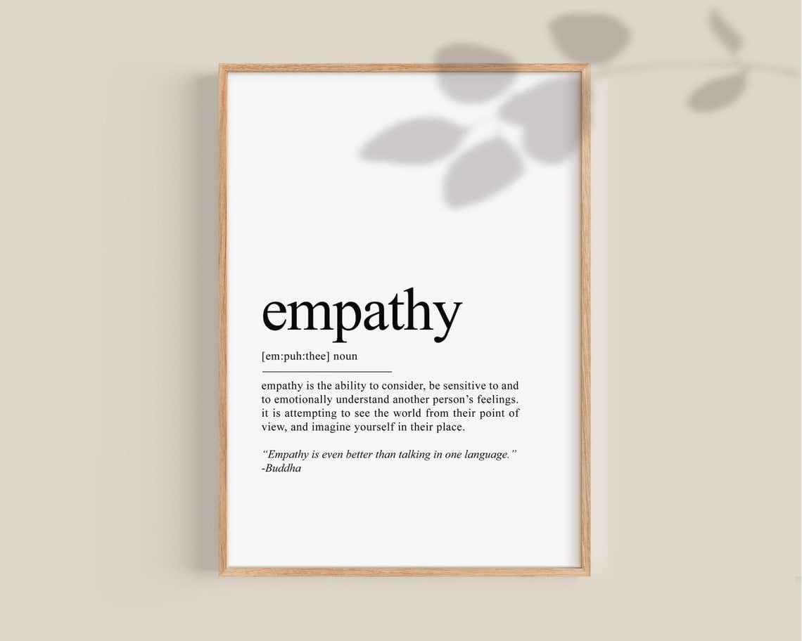 Empathy Definition Poster, Positive Quote Office Wall Art, Motivational ...