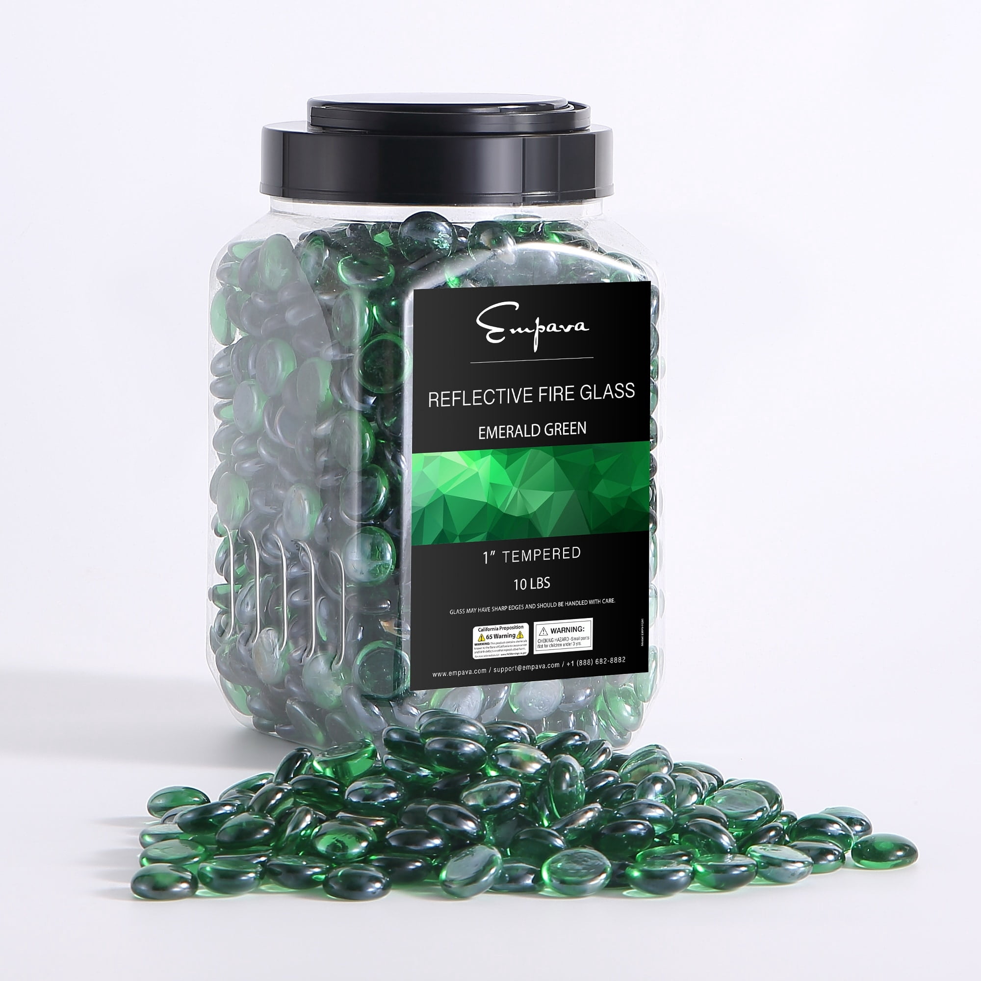 Empava 10 lbs. 1.0-in Emerald Green Drop Beads Reflective Fire Glass ...