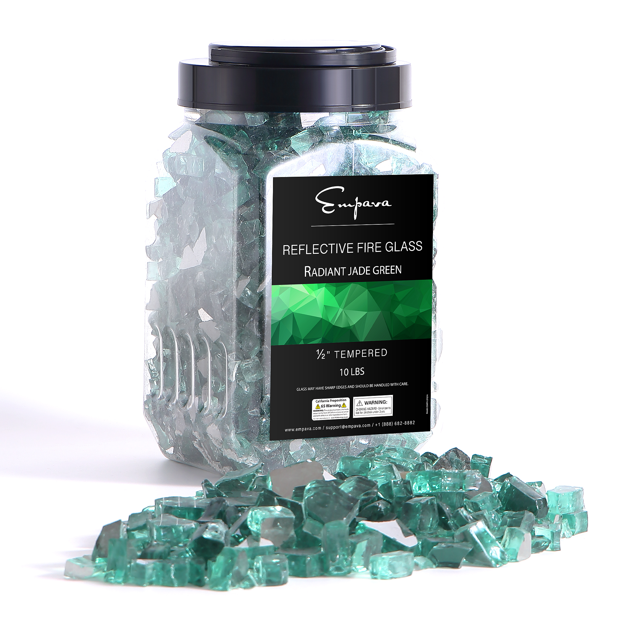Empava 10 lbs. 1/2-in Radiant Jade Green Reflective Tempered Fire Glass for Gas Fire Pit ...