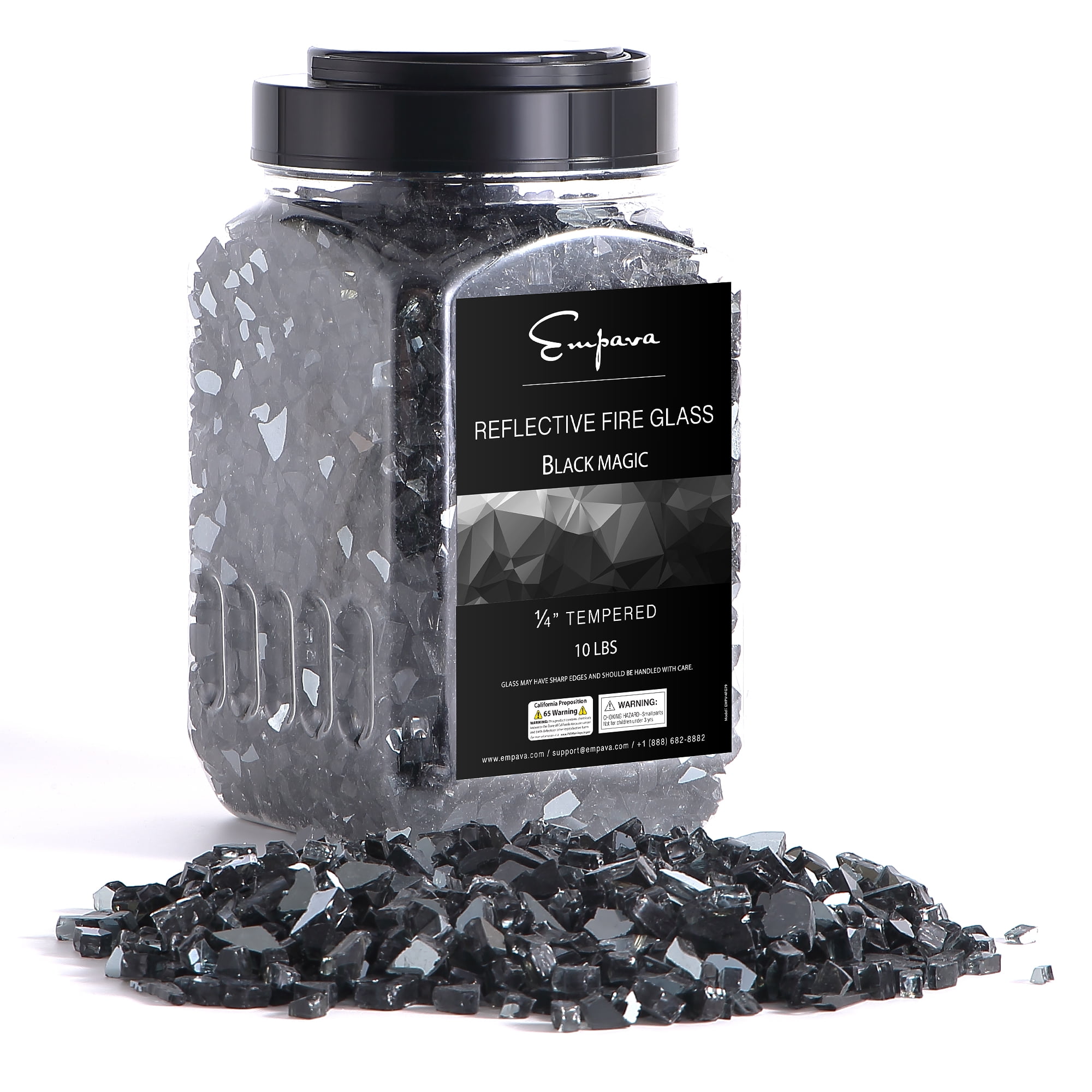 Empava 10 lbs. 1/4-in Black Magic Reflective Tempered Fire Glass for ...