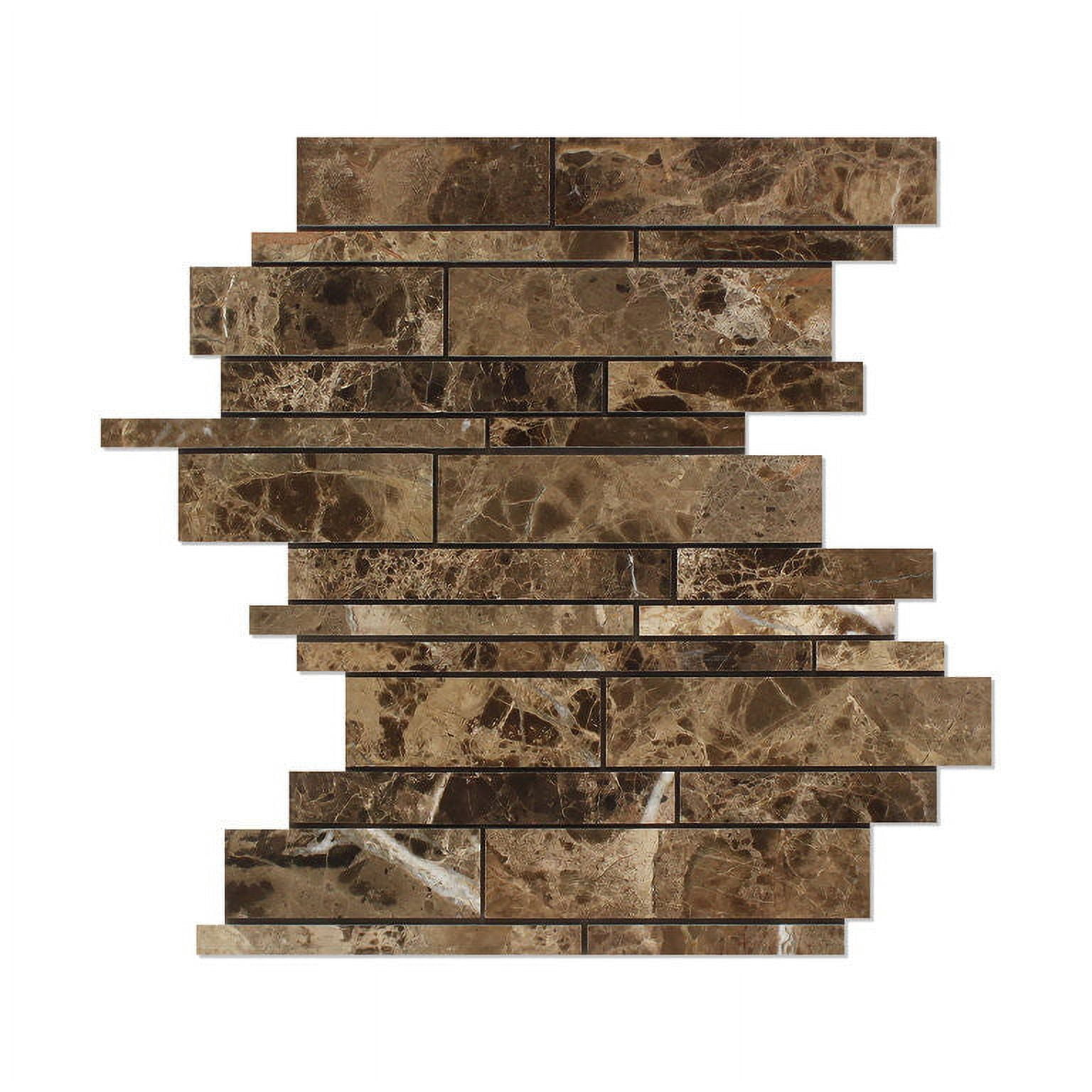 Emperador Dark Marble Polished Random Strip Mosaic Tile Sample ...