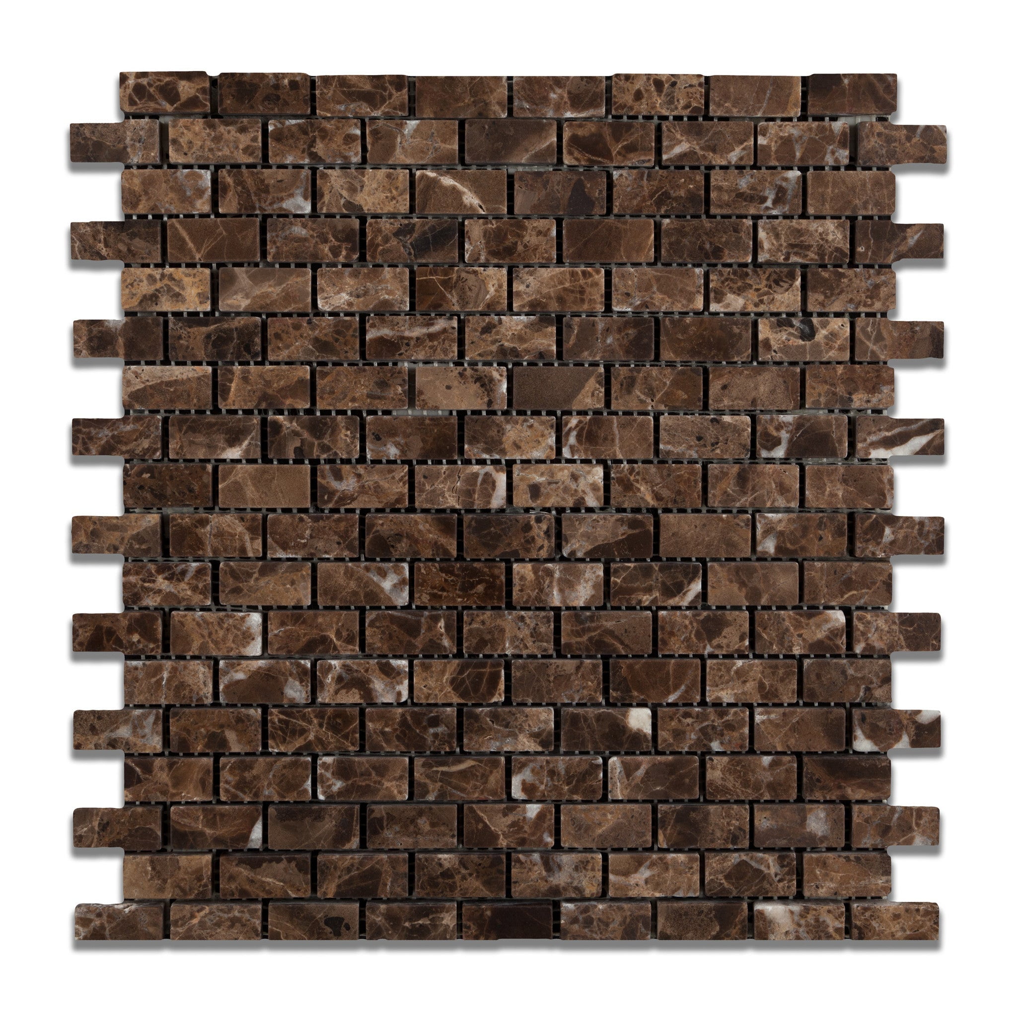 Emperador Dark Marble Tumbled Baby Brick Mosaic Tile - Walmart.com