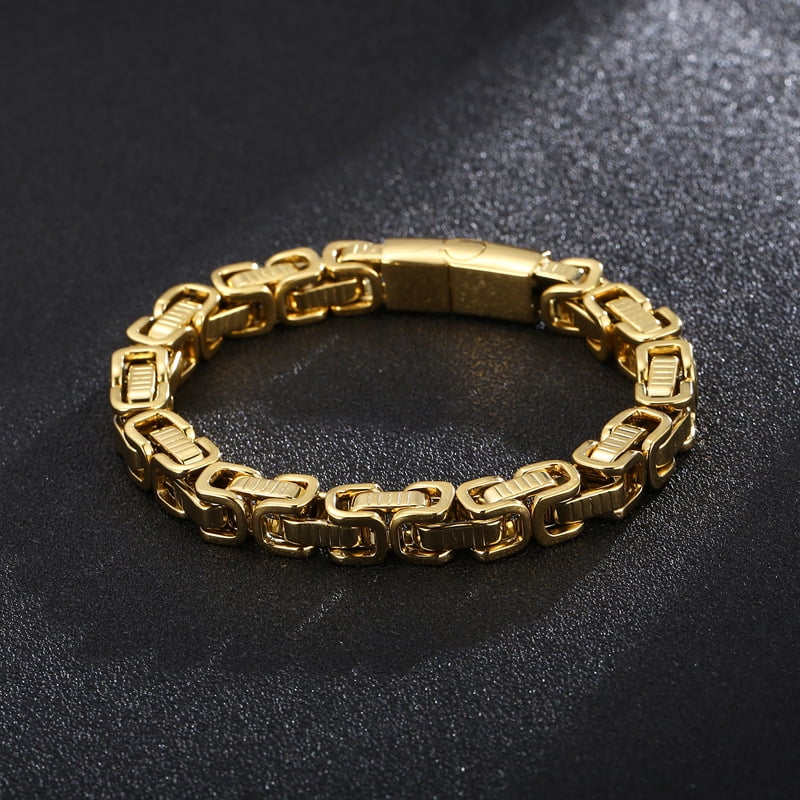 Emperor Chain 14K Yellow Gold Bracelets For Men Hip Hop Byzantium ...