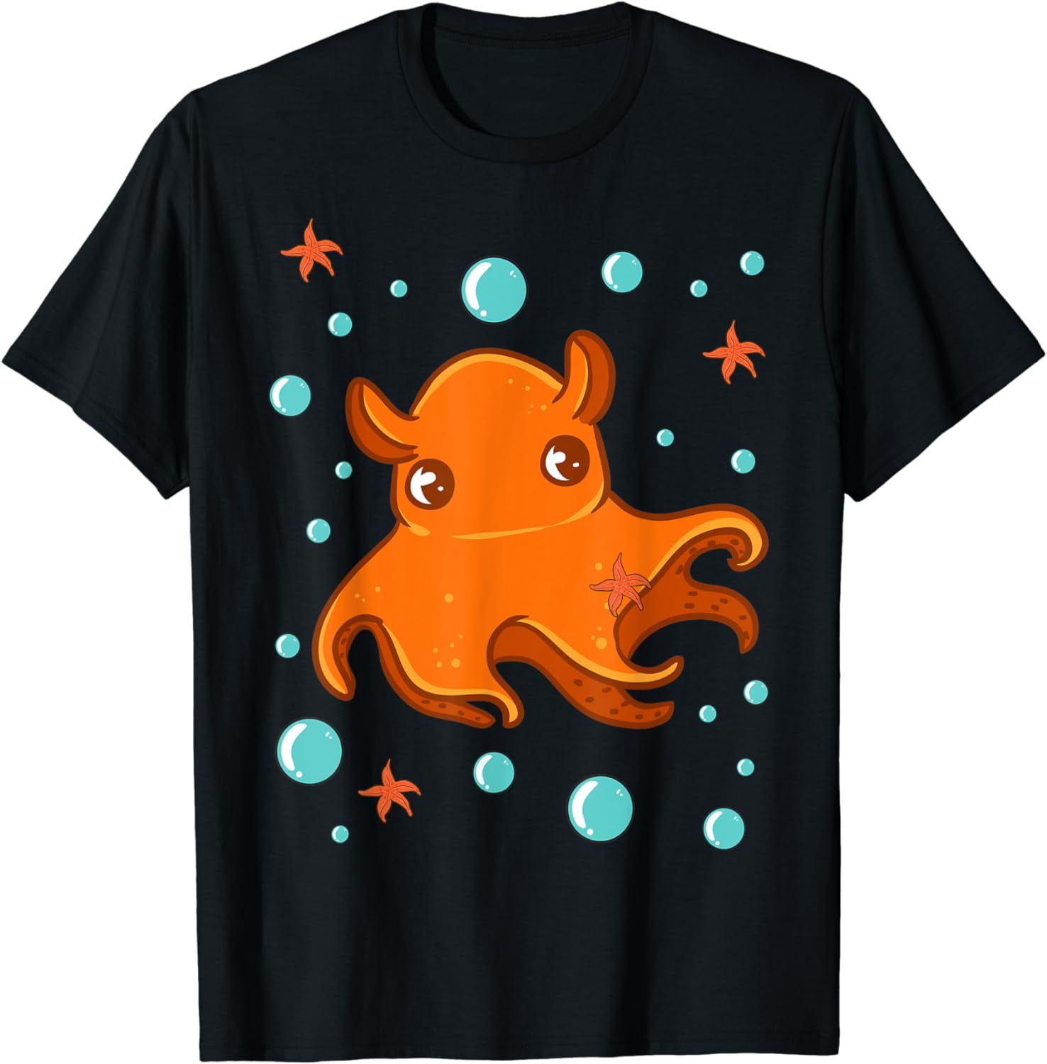 Emperor Octopus Big Ear Sea Ocean Creatures Kawaii Octopus T-Shirt ...
