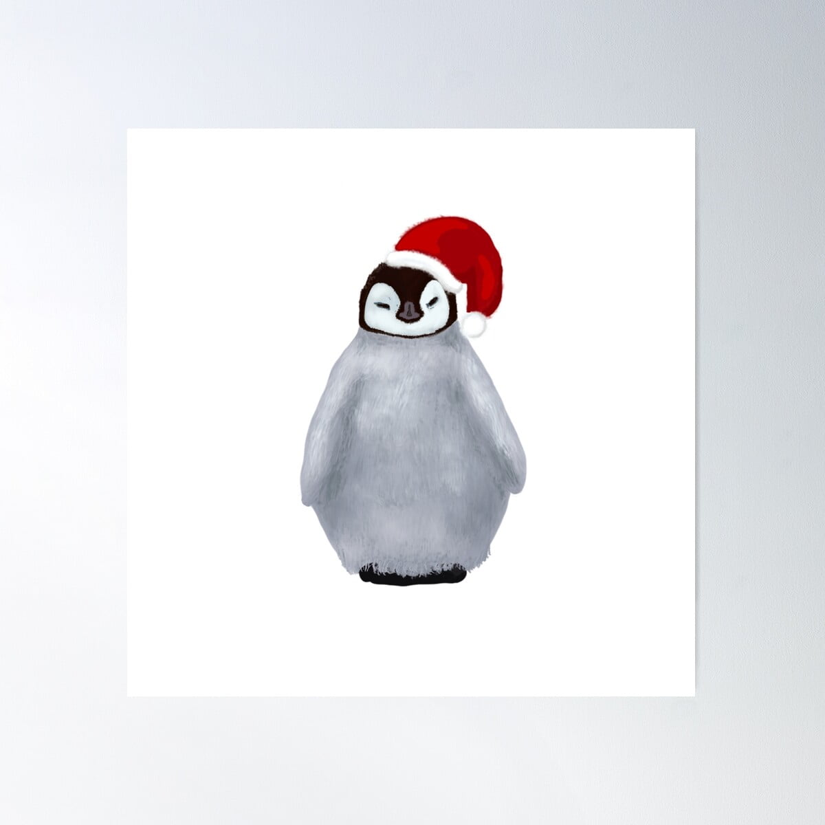 Emperor Penguin Baby With Santa Hat Poster Wall Art, Modern Wall Decor ...