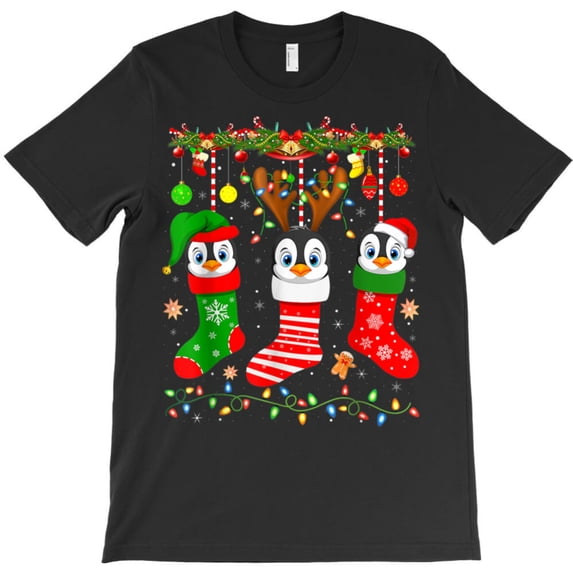 Emperor Penguin In Christmas Socks Funny Lights Penguin Xmas Holiday ...