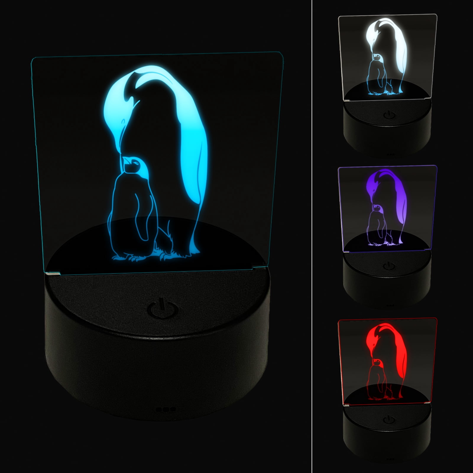 Emperor Penguin Parent and Baby LED Night Light Sign 3D Illusion Desk ...