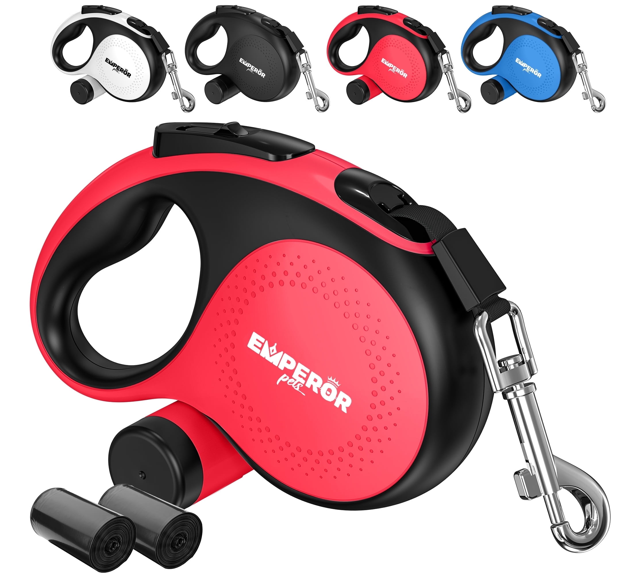 Emperor Pets 26 ft Retractable Dog Leash Large Dogs Red - Up to 110lbs ...