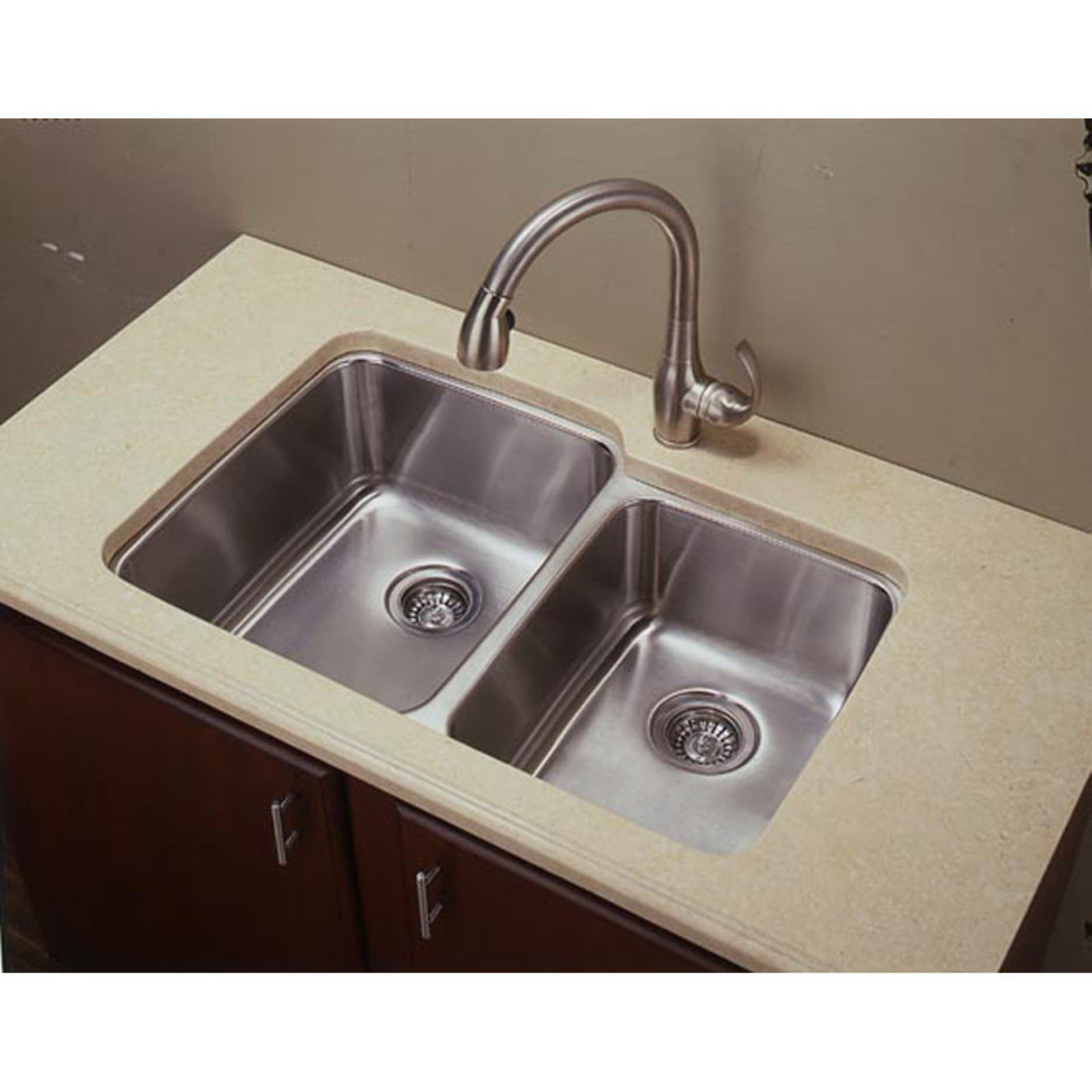 Empire 32 Inch Undermount 55/45 Double Bowl 16 Gauge Stainless Steel ...