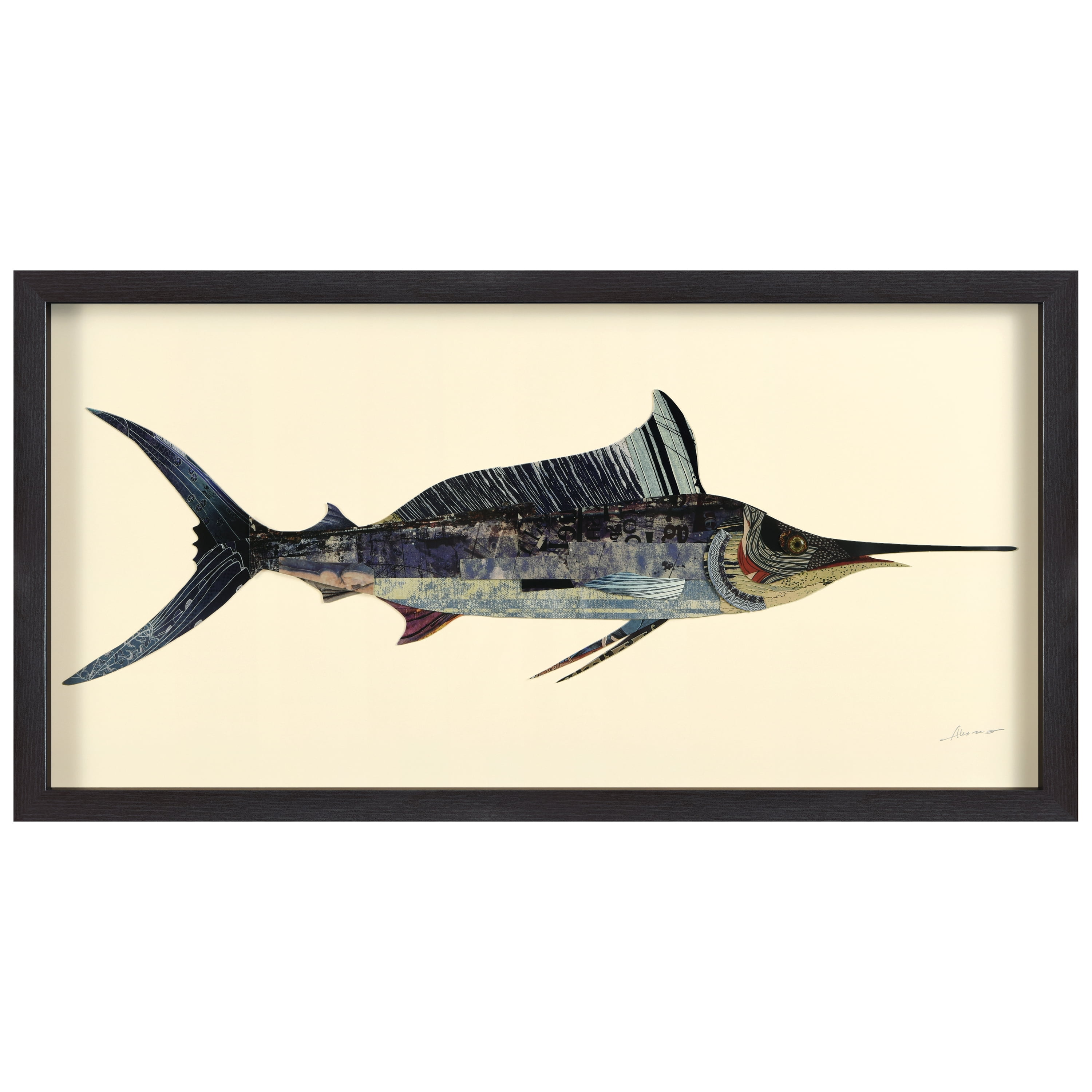 Empire Art "Blue Marlin" Alex Zeng's dimensional collage, under glass ...