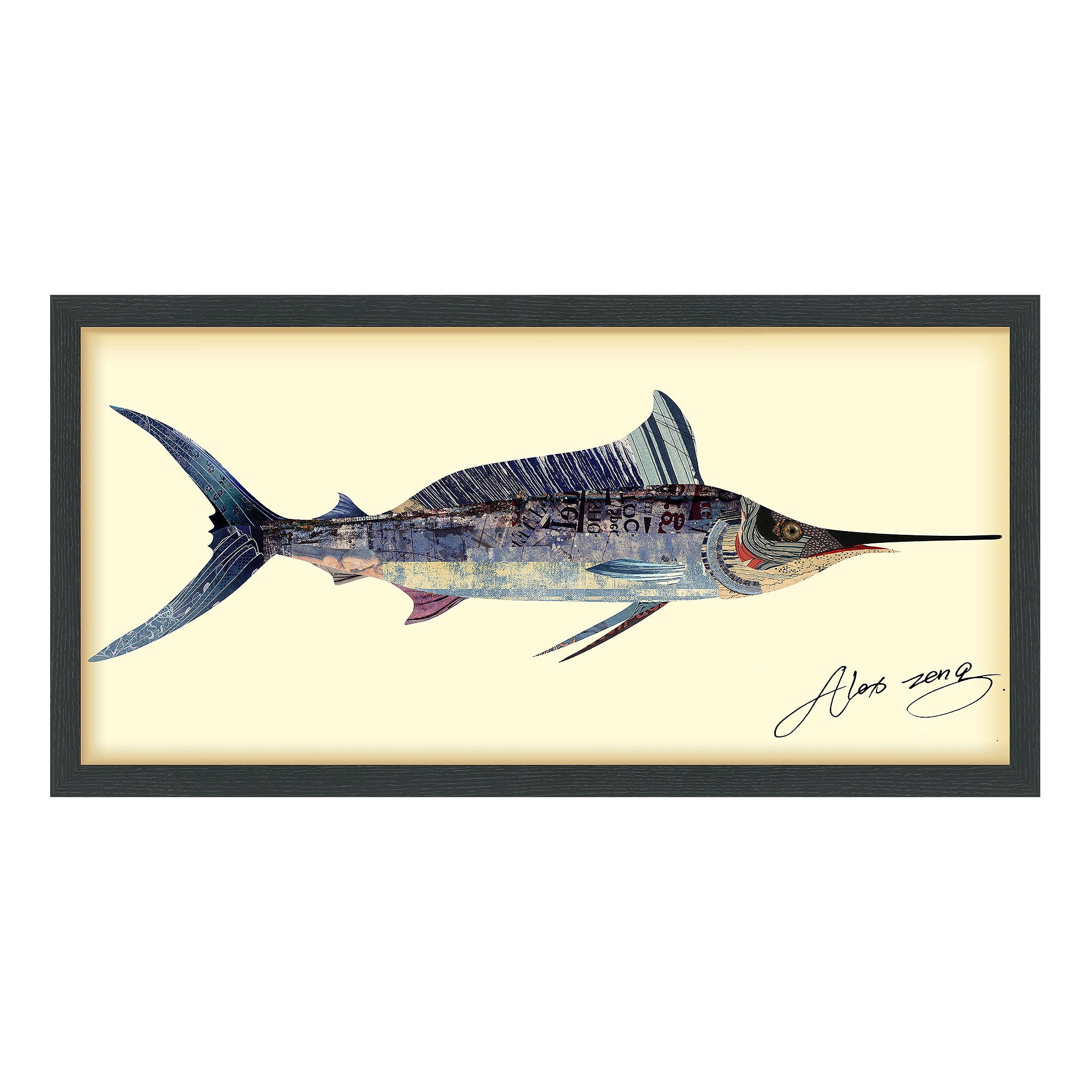 Empire Art "Blue Marlin" Alex Zeng's dimensional collage, under glass ...