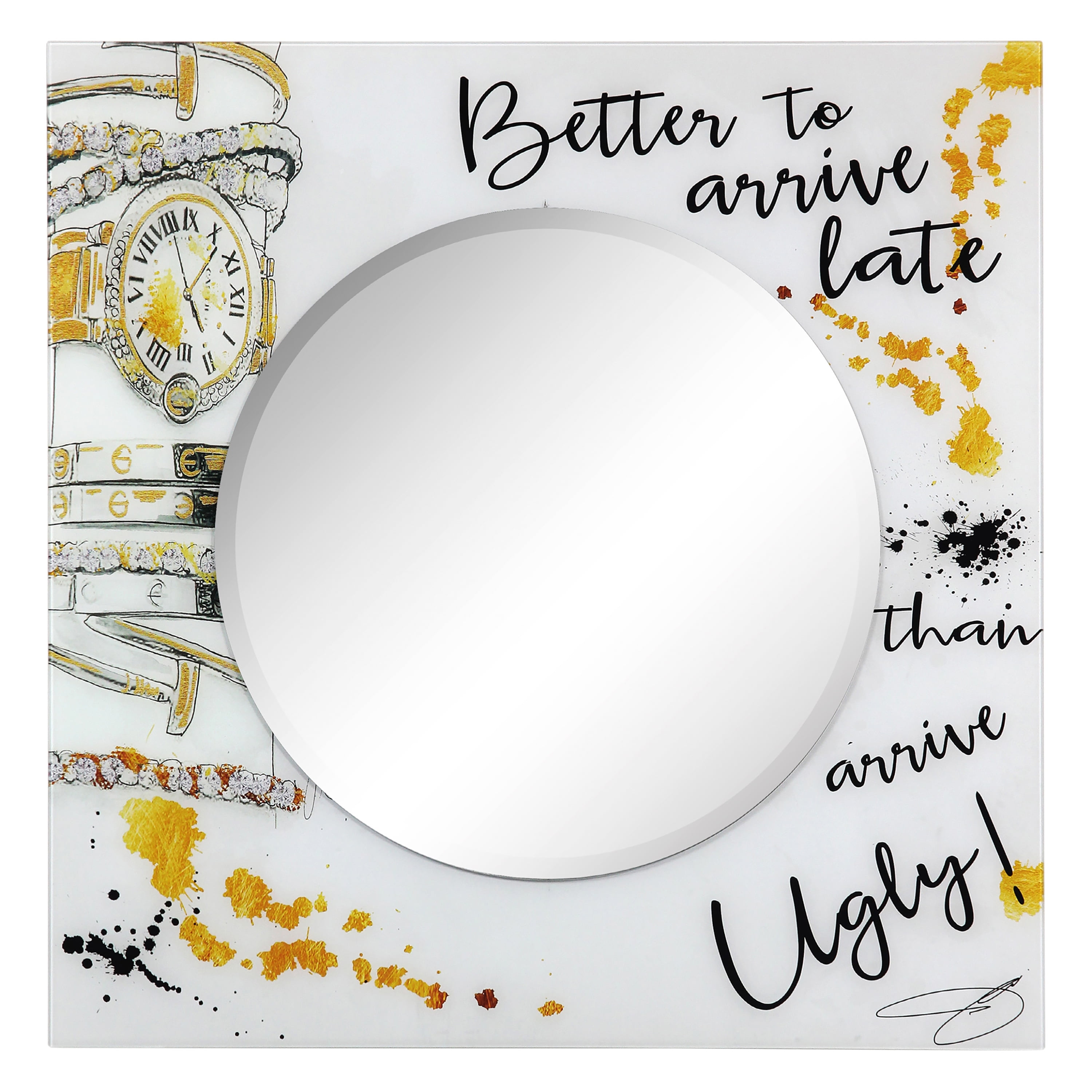 Empire Art Direct 24" Square Beveled Wall Mirror on 36" White Square ...