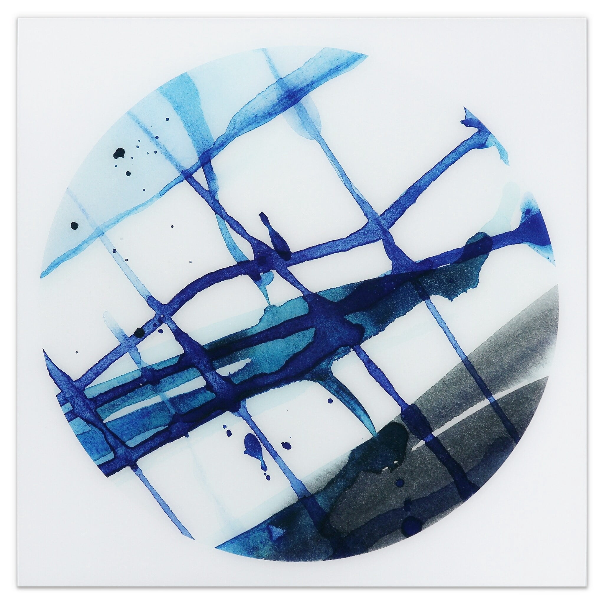 Empire Art Direct Blue Stripes 2 Frameless Free Floating Tempered Glass ...