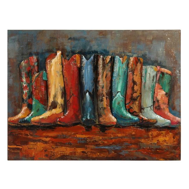 Empire Art Direct Cowboy’s Boots Hand Painted 3D Metal Wall Art, 30" x ...